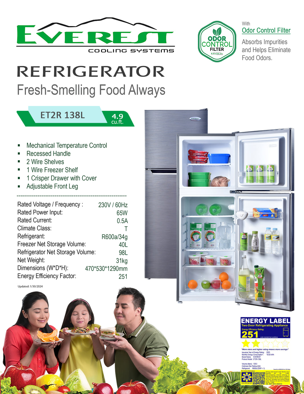 TWO DOOR NON-INVERTER REFRIGERATOR – Everest Appliances